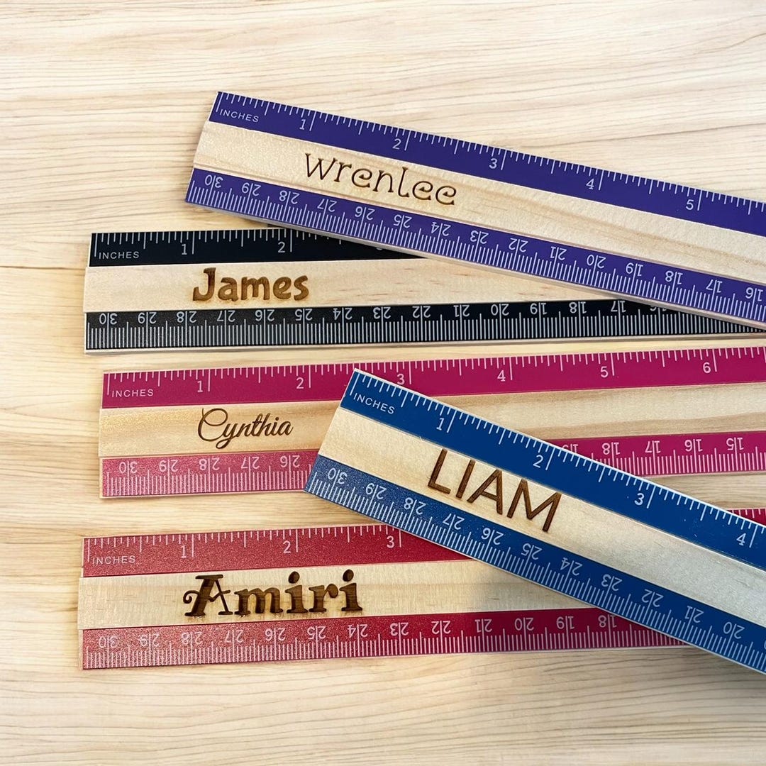 12 Inch Wooden Rulers With Personalized Name Engraving - Etsy