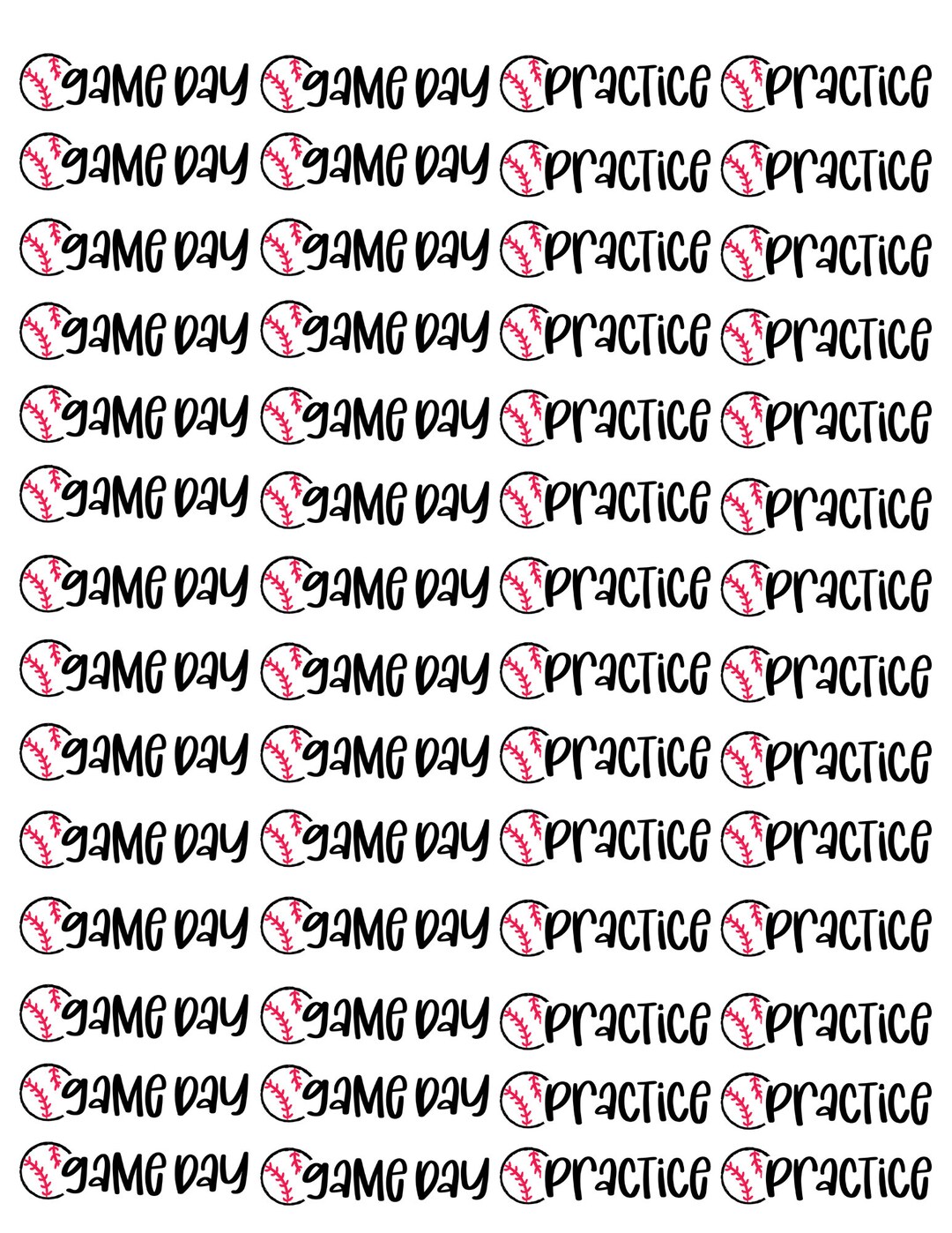 56 Matte Baseball Game Day & Practice Planner Stickers - Etsy