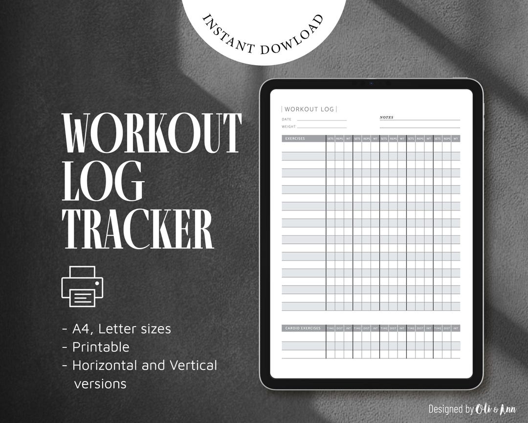 Workout Log, Fitness List, Training Planner, Cardio Plan, Printable Log ...