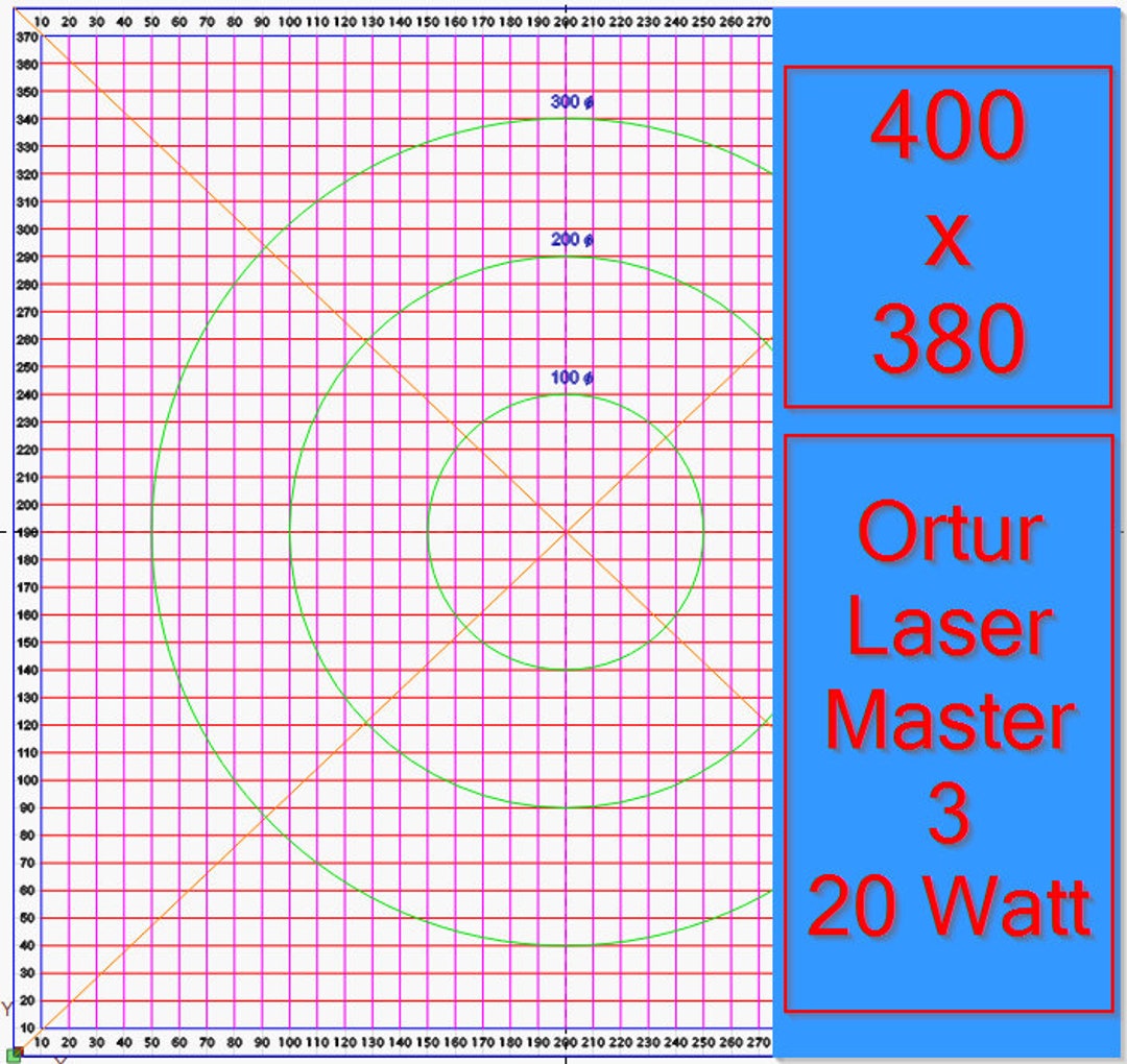 Laser Grid 400 X 380 Lightburn Ortur Laser Master 3 With 20/40 Watt ...