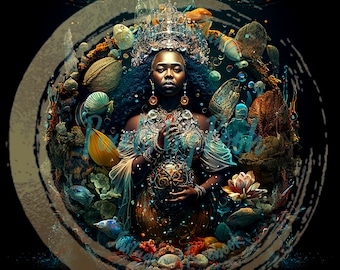 Yemoja-goddess of the Ocean Beautiful African American Woman Orisha ...