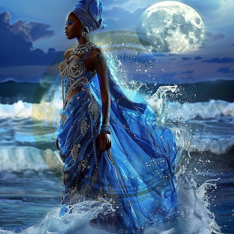 Yemoja Emerging From the Seas | Yemaya| Beautiful African American Woman| Orisha| Digital Art ...