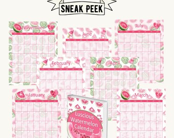 Watermelon Calendar - Etsy
