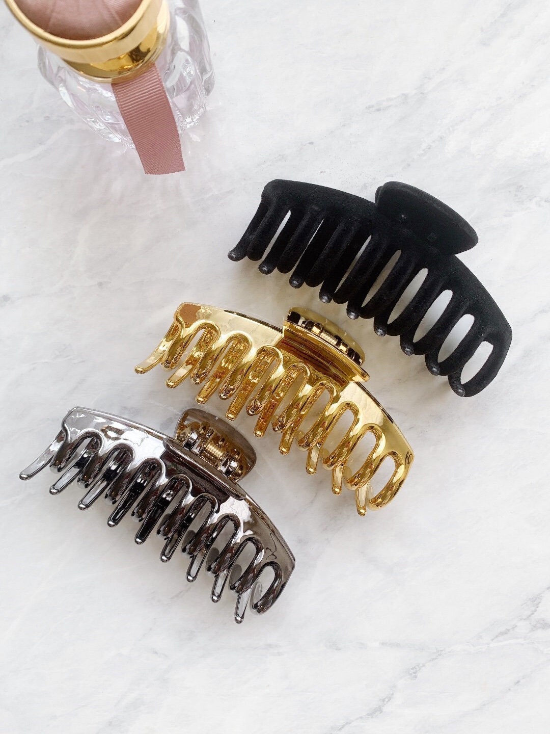 Large Hair Claw Jumbo Hair Claw Plastic Hair Claw Velvet - Etsy