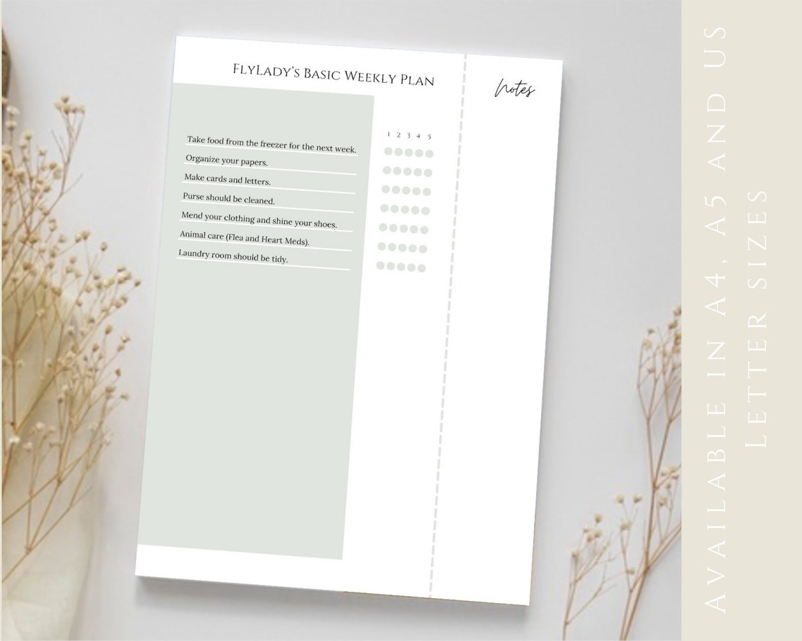 Editable Flylady Basic Weekly Plan & Flylady Weekly Checklist - Etsy