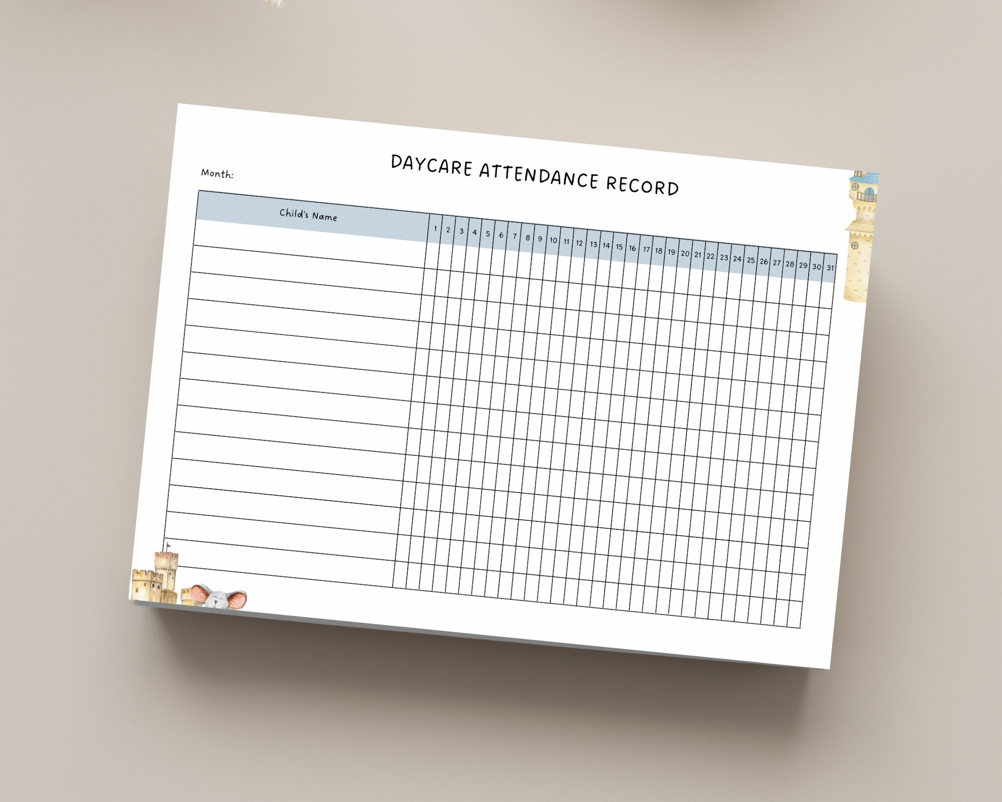 Cute Daycare Attendance Record editable in Canva - Etsy