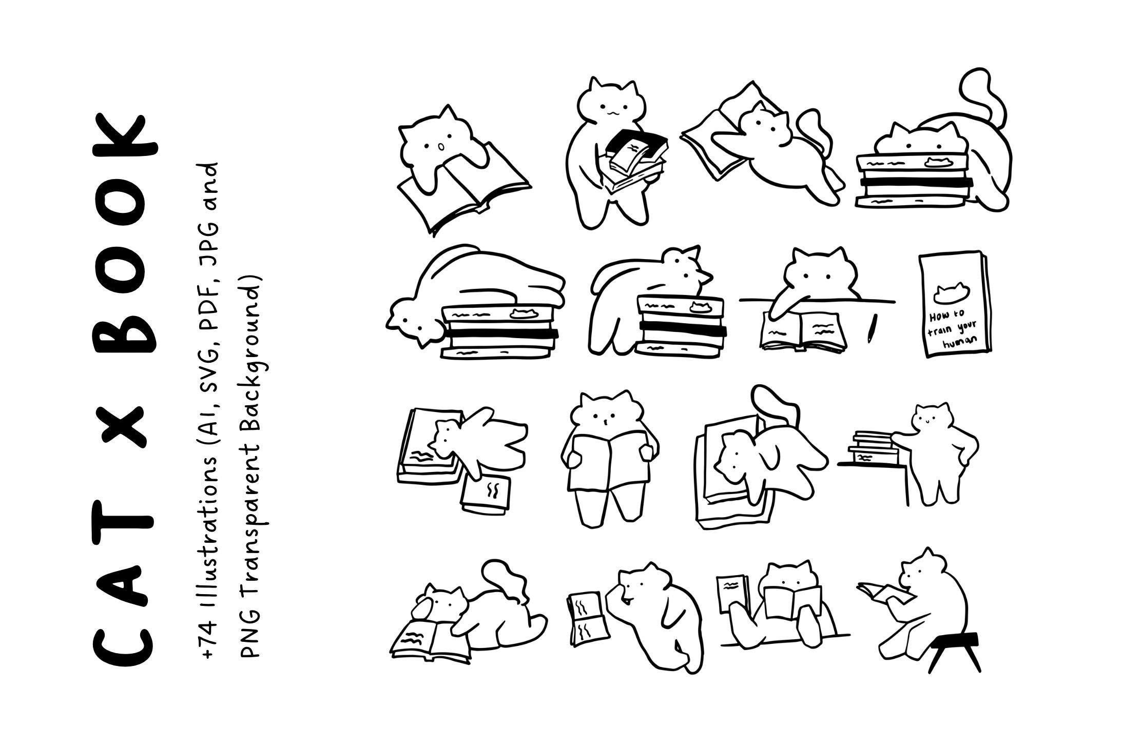 79+ Cat X Book Illustrations | Ai, Svg, Pdf, Png & Jpg | Vector Bundle ...