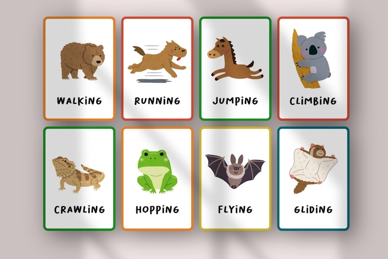 Animal Movements Flashcards | How Animals Move Activity | Preschool ...