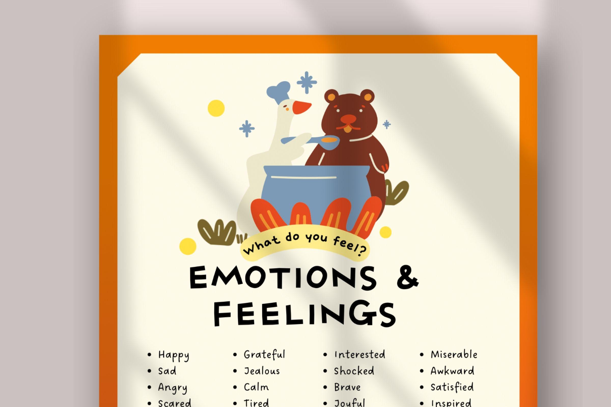 Emotions and Feelings List Poster for Kids | SEL Visual Aid Printable ...