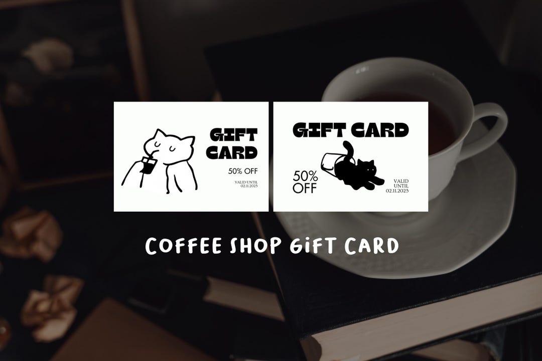Coffee Shop Gift Card | PDF & PNG | Cute and Minimalist Style - Edit ...
