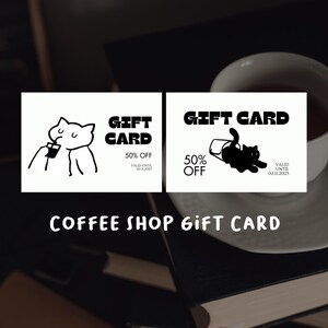 Coffee Shop Gift Card | PDF & PNG | Cute and Minimalist Style - Edit ...
