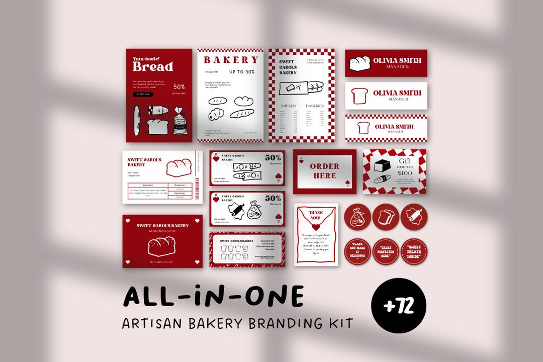 Exclusive Artisan Bakery Branding Kit – All in One - Vintage Red ...