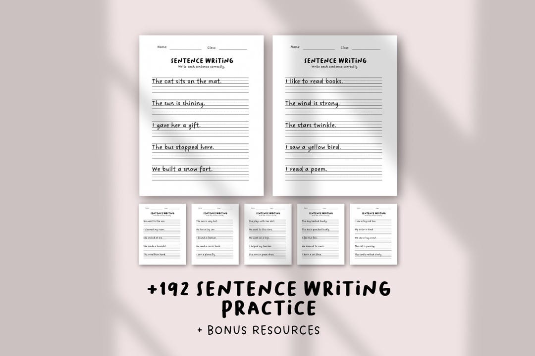 192+ Sentence Writing Practice Worksheets, Printable Sentence Building ...