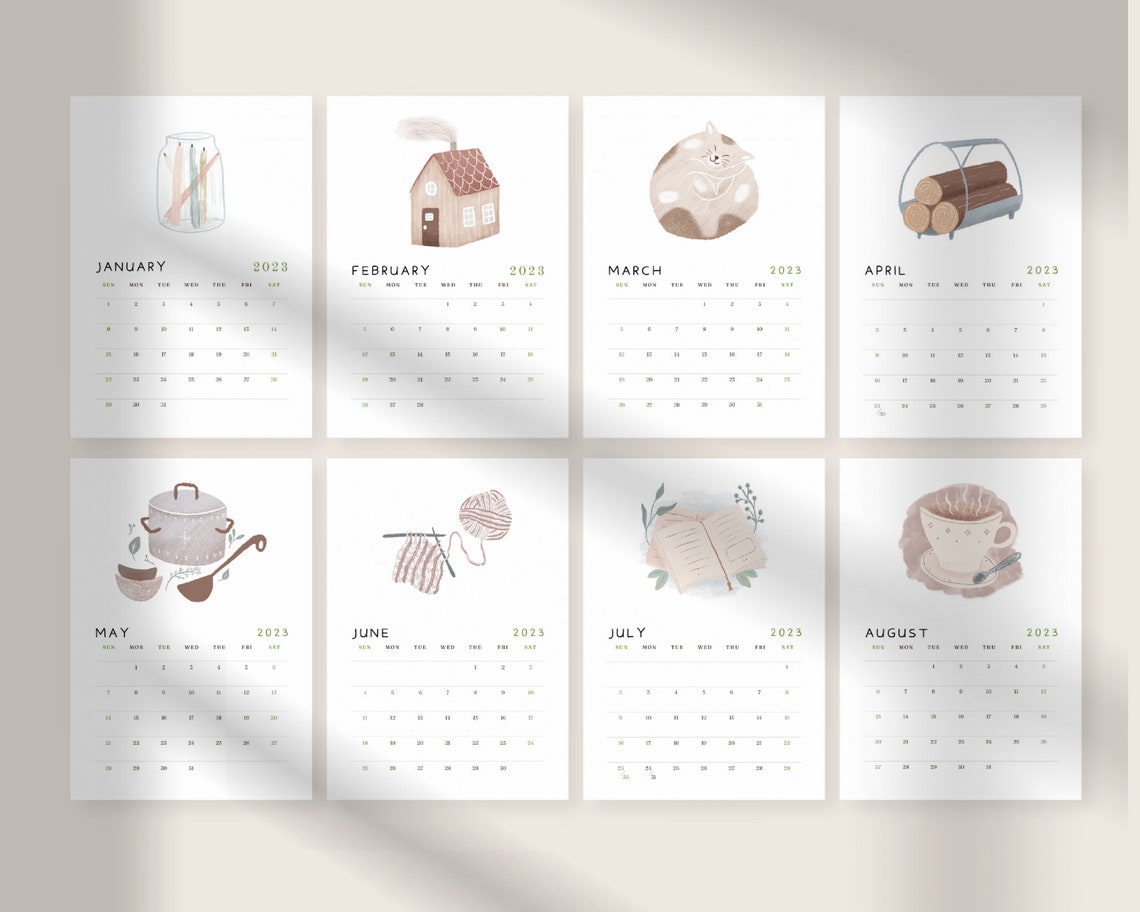 Cute Calendar 2023 Template : PDF & PNG - Etsy