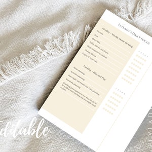 Editable Flylady Daily Focus : Minimalist Version - Etsy