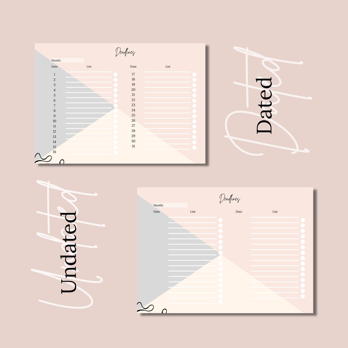 Deadlines Planner Activity Tracker Checkered Planner - Etsy