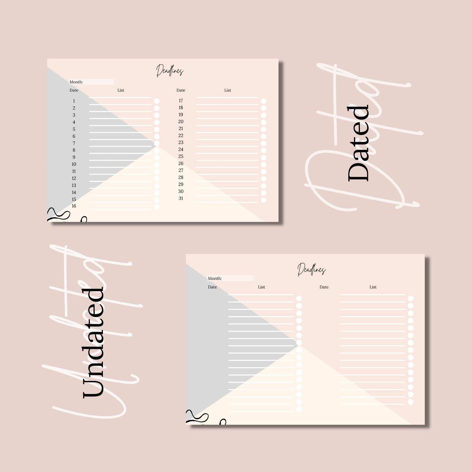 Deadlines Planner Activity Tracker Checkered Planner Agenda - Etsy