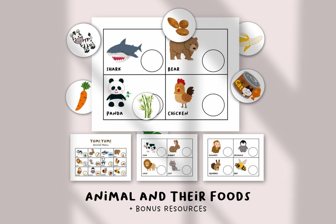Feed the Animals Matching Game | Fine Motor Printable Activity for ...
