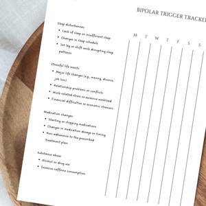Bipolar Trigger Tracker Edit With Canva Find Your Triggers & Find Your Balance - Etsy