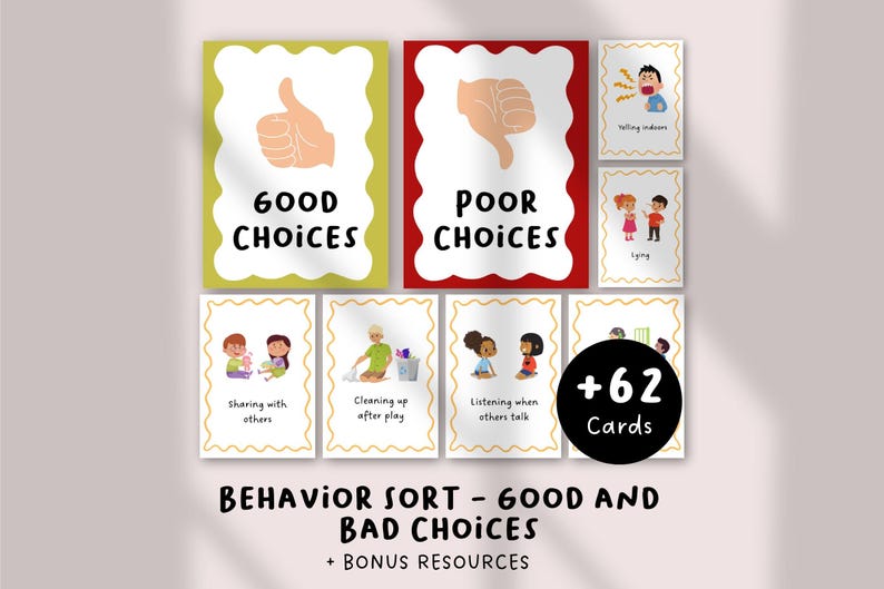 Behavior Sort Printable, Good & Bad Choices Sorting Activity, Positive ...