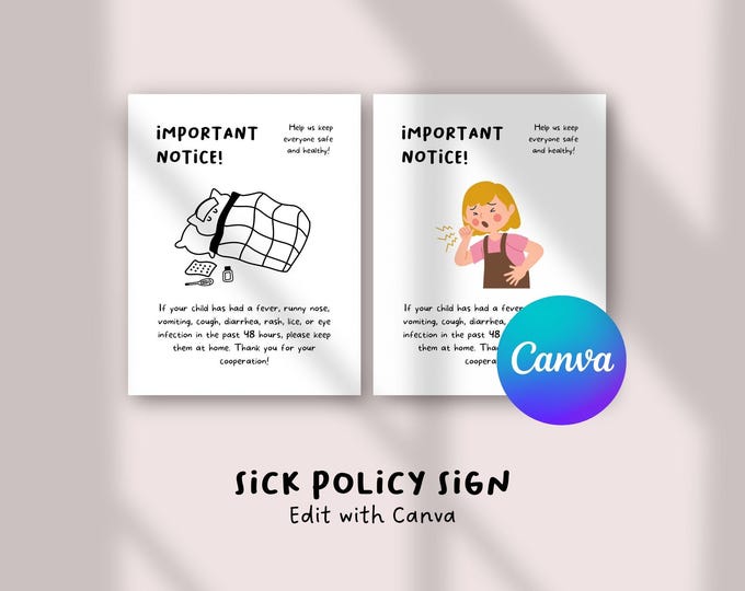 Keep Kids Healthy With Our Daycare Sick Policy Poster – A Must-have for ...