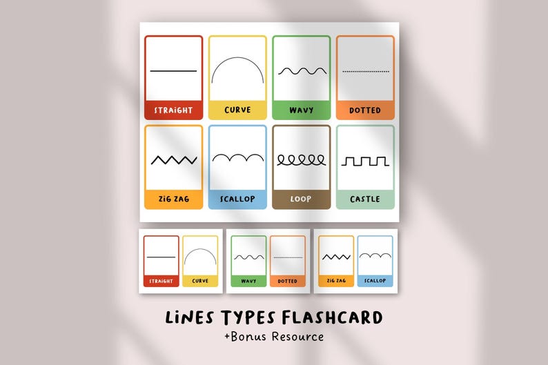 Types of Lines Flashcards | Geometry Vocabulary Cards | Straight ...