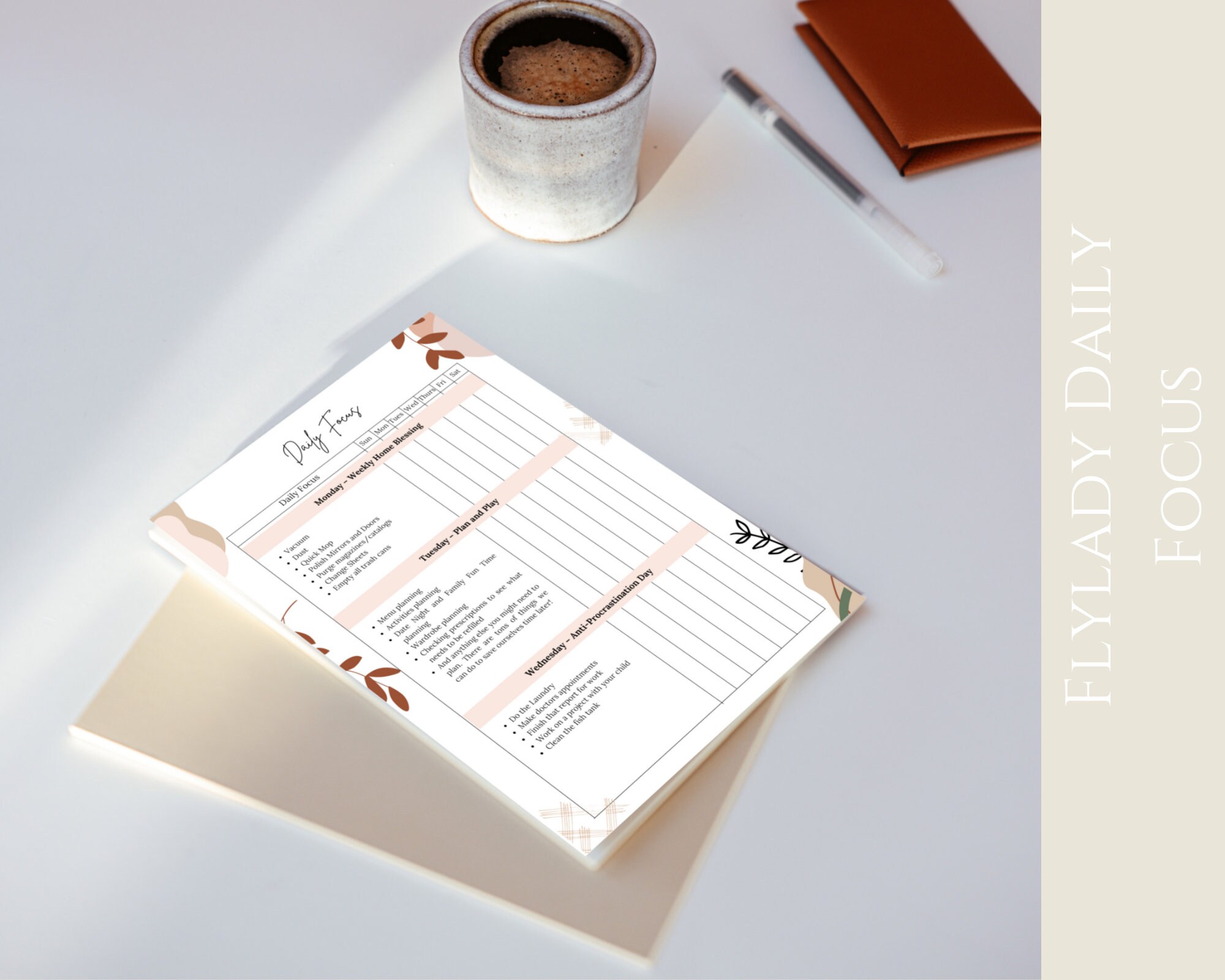 Editable Flylady Daily Focus | Flylady Control Journal | Cleaning ...