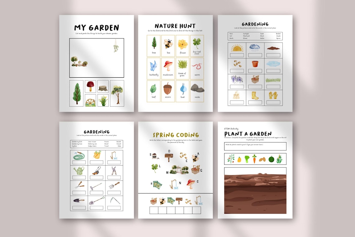 Garden Activity Book for Kids, Printable Gardening Workbook ...