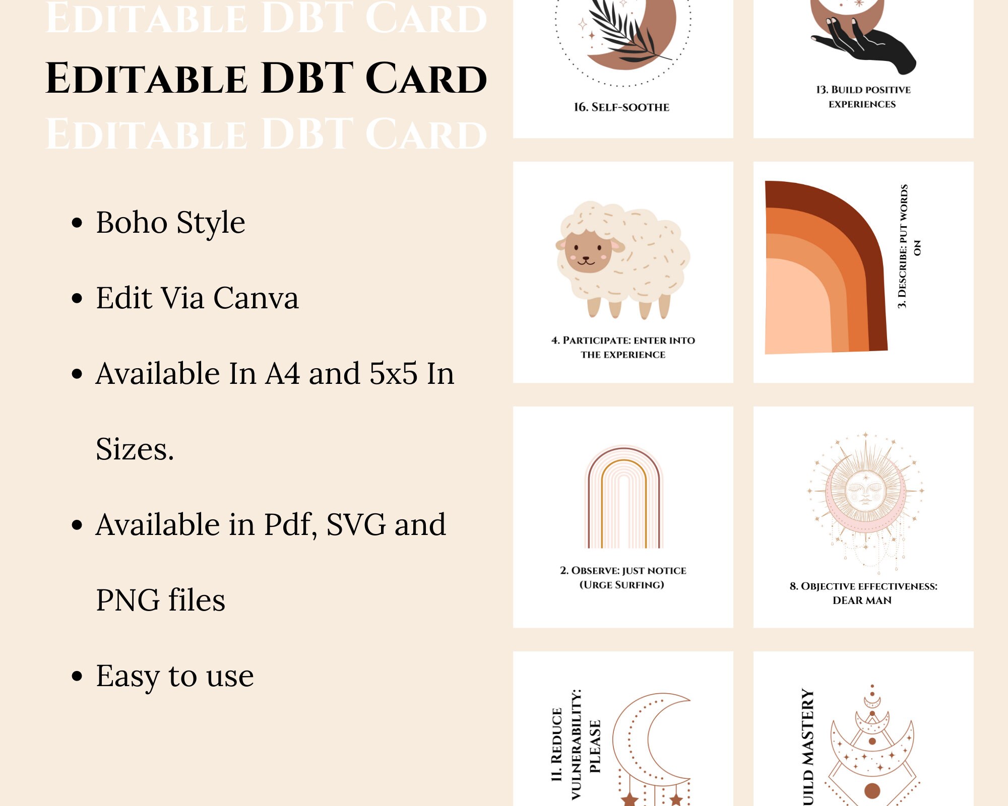27 Editable DBT Cards | Dialectical Behavior Therapy Journal | A Gift ...