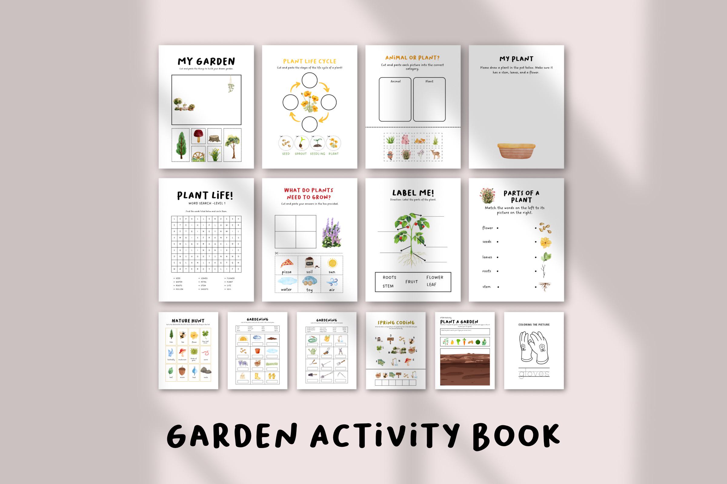 Garden Activity Book for Kids, Printable Gardening Workbook ...
