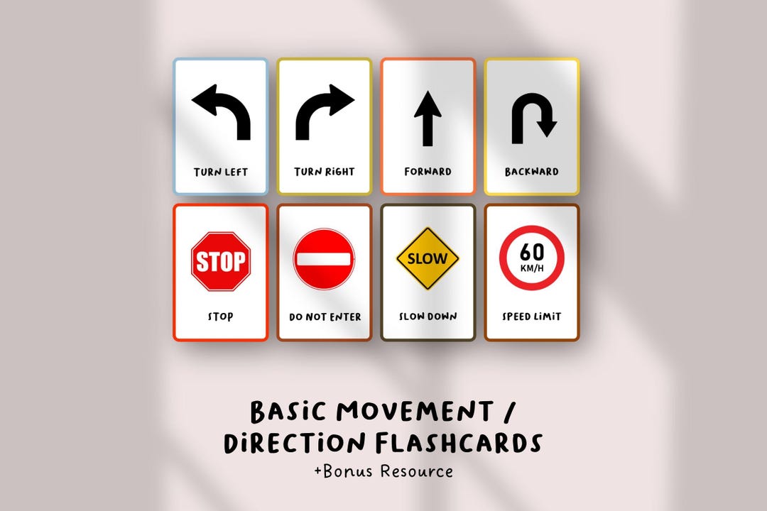 Basic Movement & Direction Flashcards | Action Words Printable ...