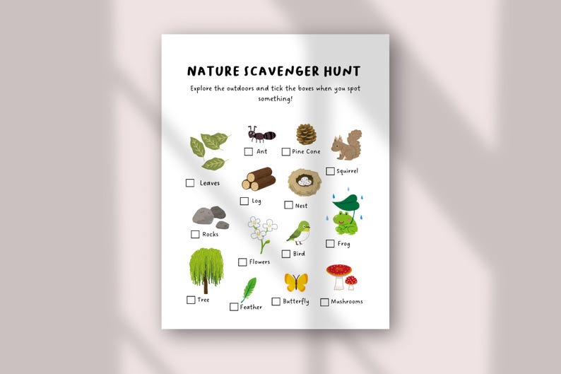 Nature Scavenger Hunt Printable for Kids | Outdoor Adventure Game ...