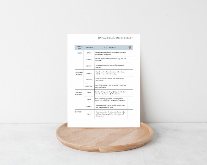 Daycare Cleaning Checklist Editable Template canva - Etsy