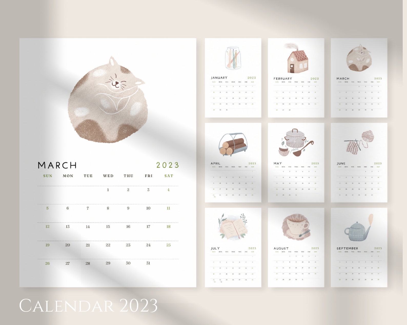 Cute Calendar 2023 Template : PDF & PNG - Etsy