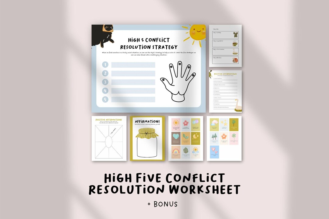 High Five Conflict Resolution Worksheet for Kids | Problem Solving ...