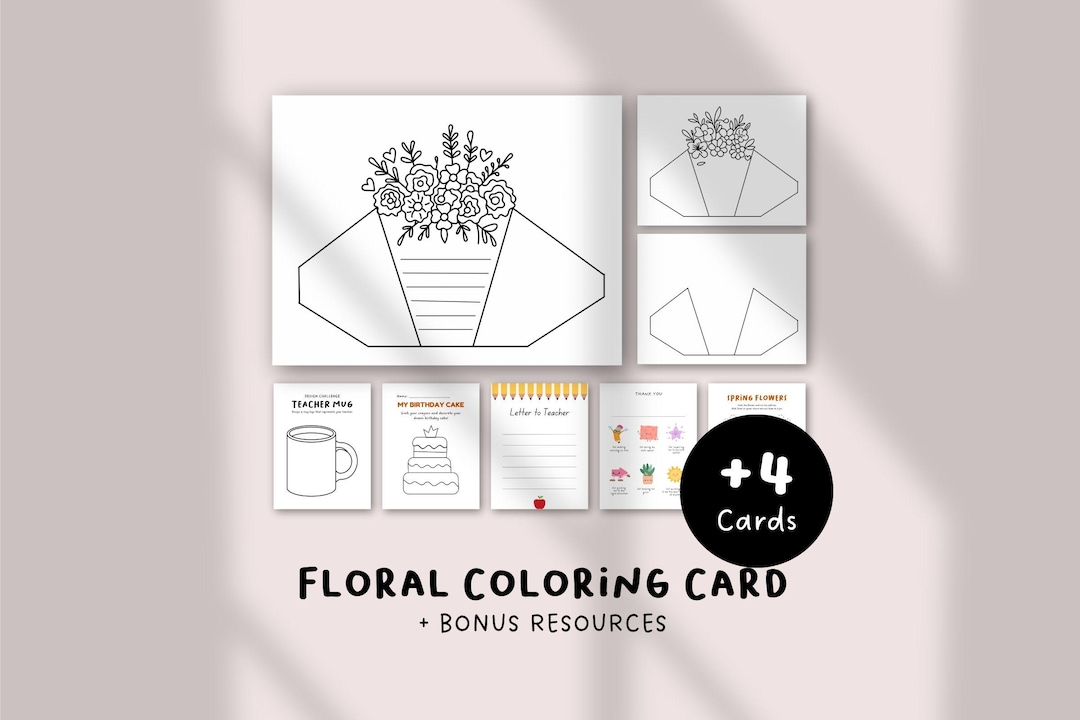 Floral Coloring Card Printable | DIY Teacher Appreciation Card From ...
