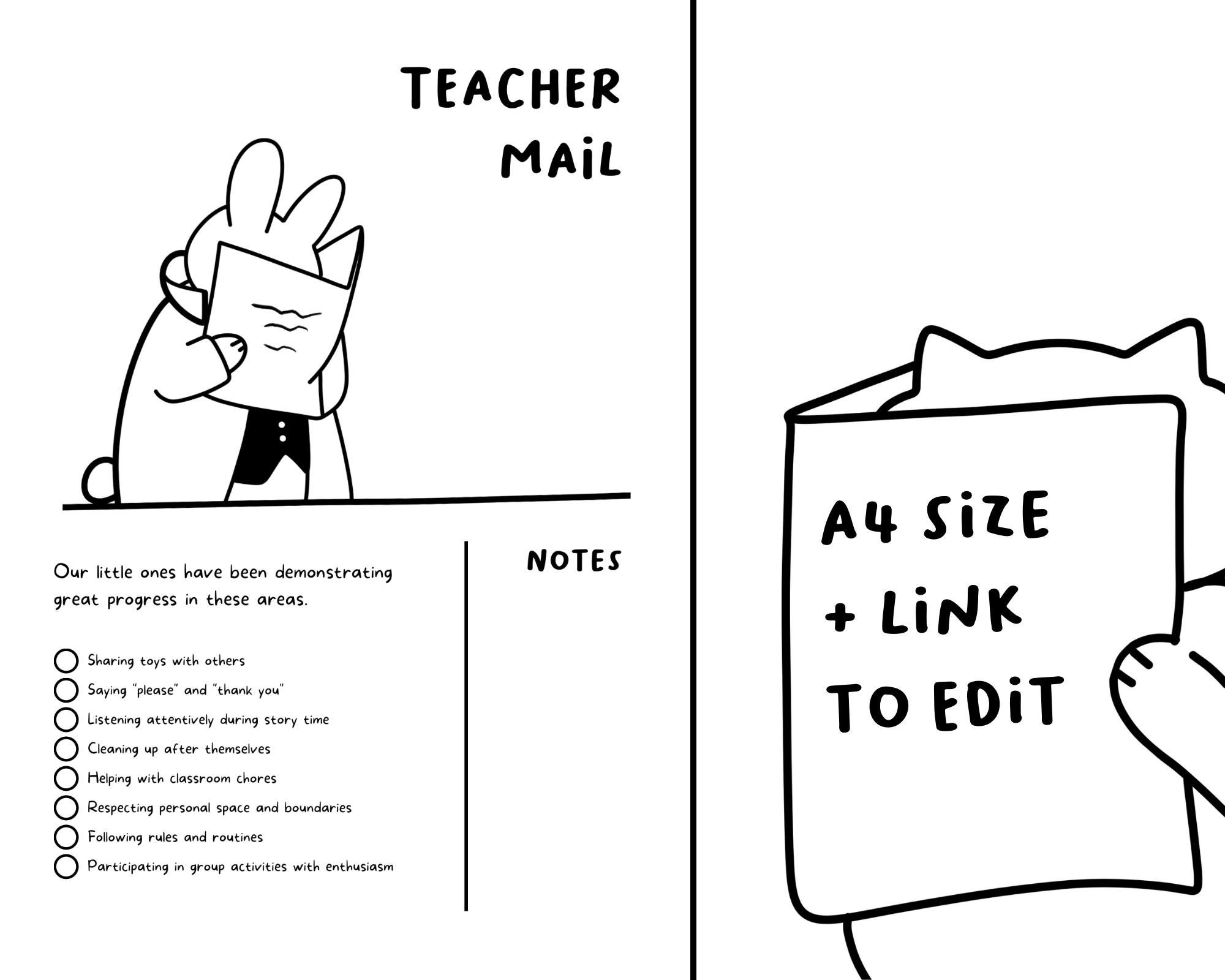 Adorable Teacher Mail for Chilcare Teacher Brag Note Printable Note ...