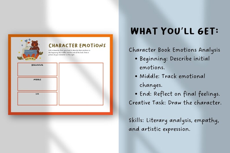 Character Emotions Analysis Worksheet | SEL Literary Activity for Kids ...