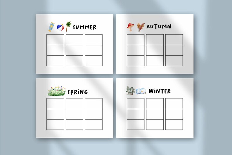 Four Seasons Matching Worksheet for Kids | Printable Weather & Seasons ...
