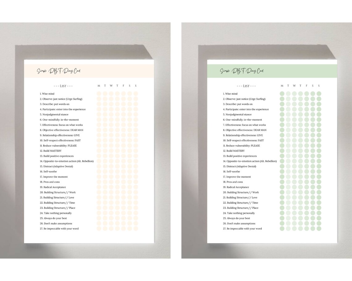 18 DBT Cards Bundle Dialectical Behavior Therapy Journal A - Etsy
