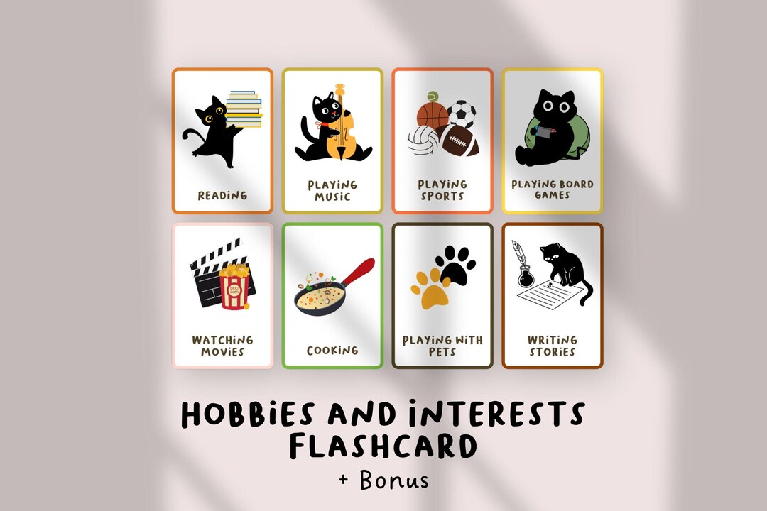 Hobbies & Interests Flashcards | Kids Vocabulary Learning Cards ...