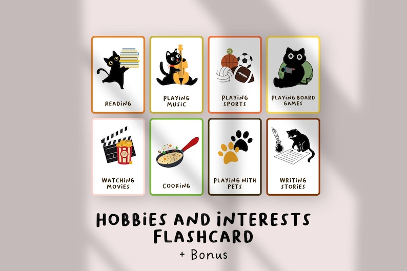 Hobbies & Interests Flashcards | Kids Vocabulary Learning Cards ...