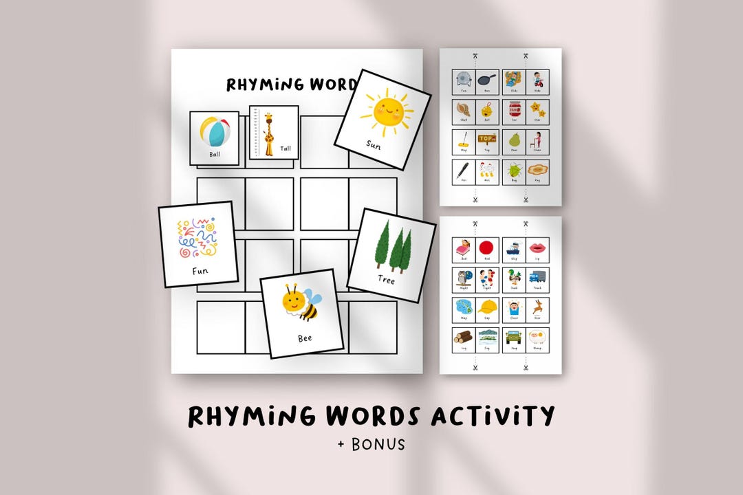 Rhyming Words Activity Worksheets | Preschool & Kindergarten Phonics ...