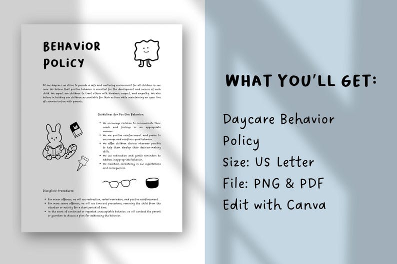 Daycare Behavior Policy Template | Editable Preschool Rules, Childcare ...