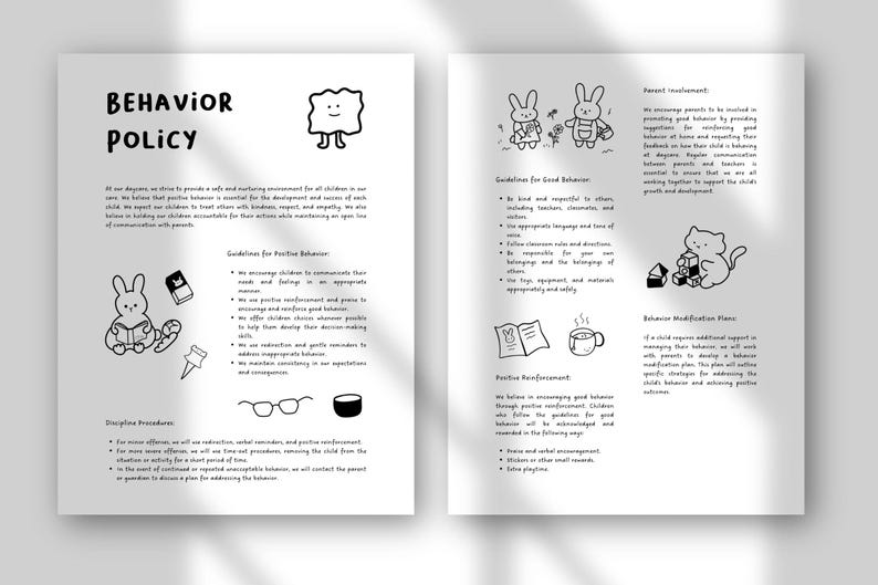 Daycare Behavior Policy Template | Editable Preschool Rules, Childcare ...