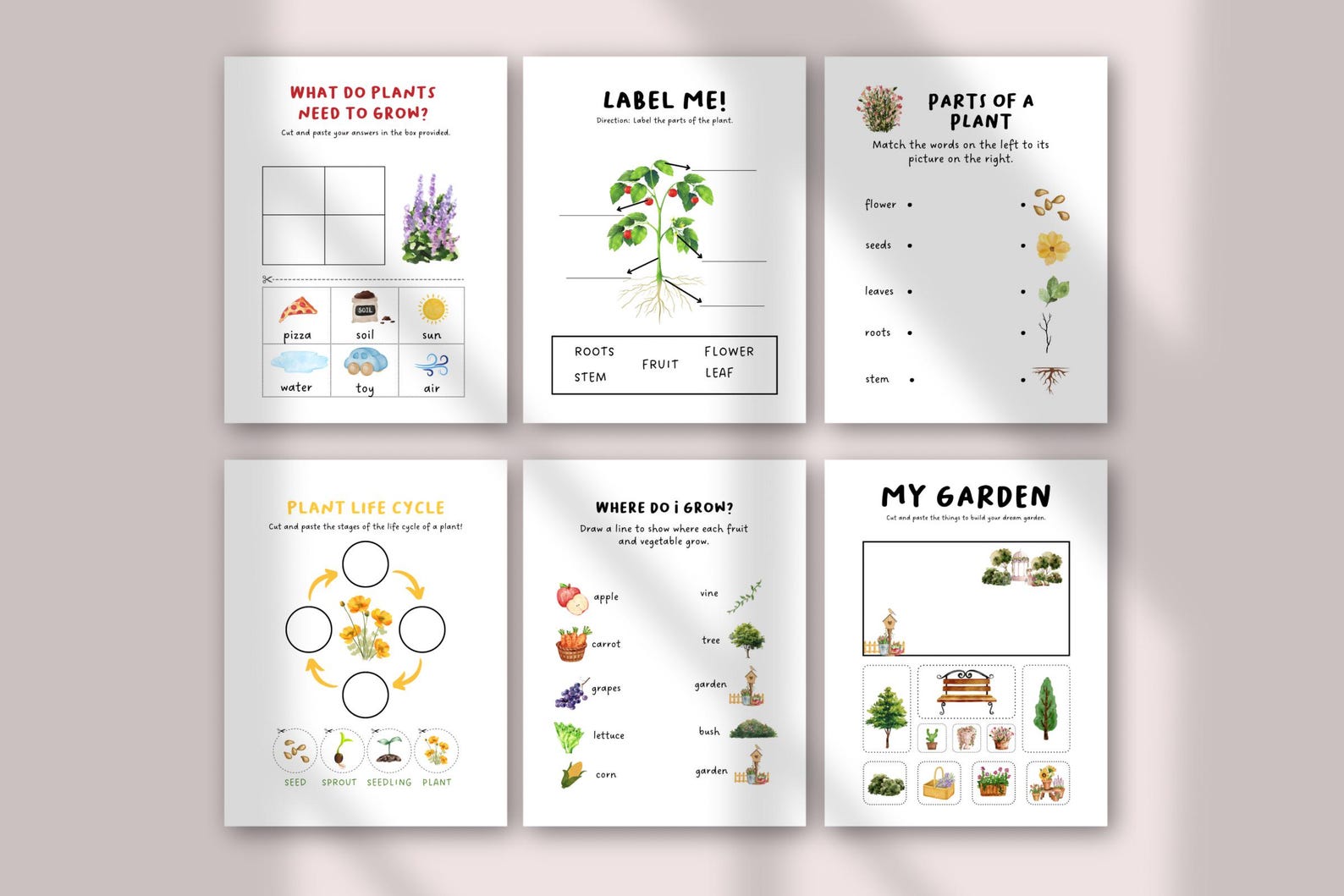 Garden Activity Book for Kids, Printable Gardening Workbook ...