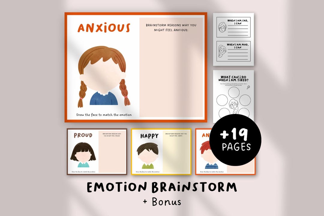 Emotion Brainstorm Worksheet for Kids | Feelings Identification SEL ...