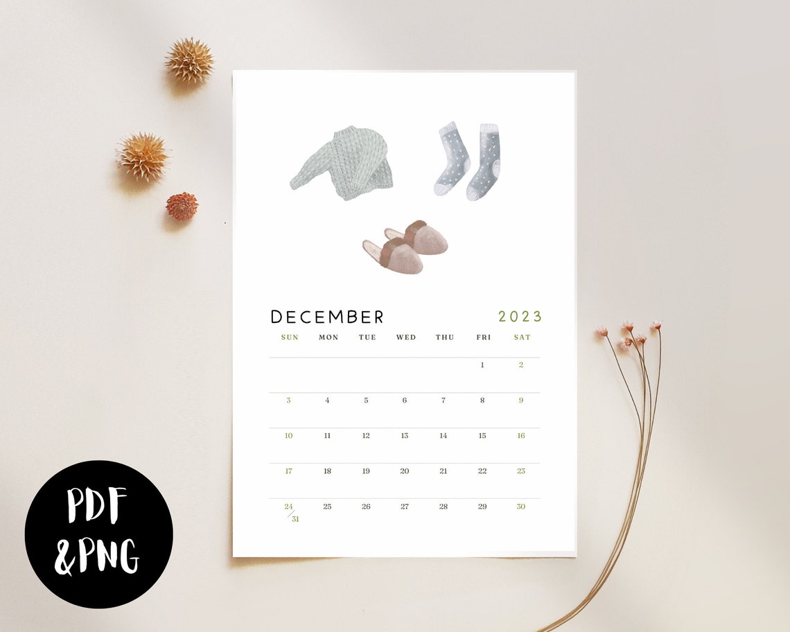 Cute Calendar 2023 Template : PDF & PNG - Etsy