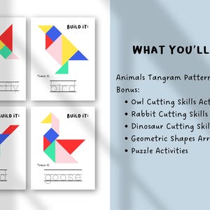 Animal Tangram Puzzle Printable – Shape Matching Activity – Fine Motor ...