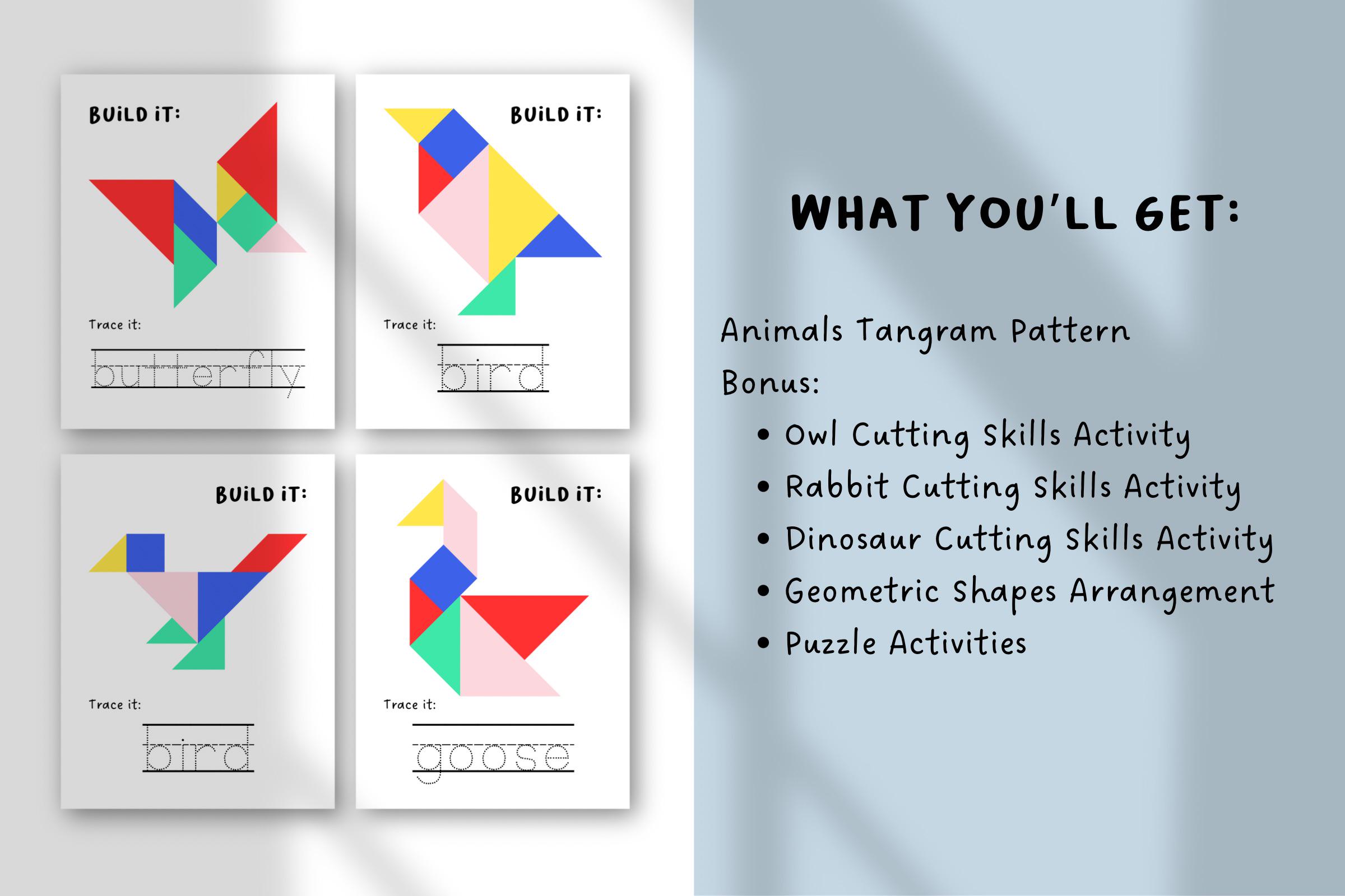 Animal Tangram Puzzle Printable – Shape Matching Activity – Fine Motor ...